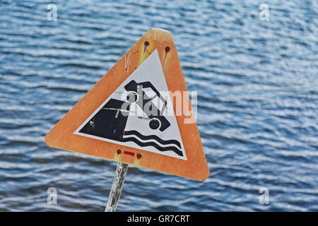 Sign Warning Of The Abrupt End Of The Road Stock Photo - Alamy