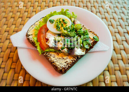 Traditional local herring rye bread sandwiches, Tallinn, Estonia ...
