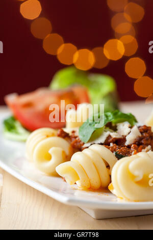 Spirelli with Bolognese Sauce Stock Photo - Alamy