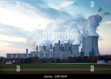 The coal-fired power plant Niederaussem, operated by energy group RWE ...
