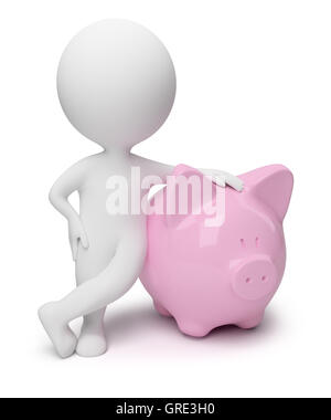 3d small people - money box Stock Photo - Alamy