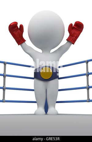 3d small people - boxer the champion Stock Photo - Alamy