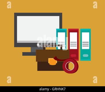 computer monitor and office related items icon Stock Vector Image & Art ...