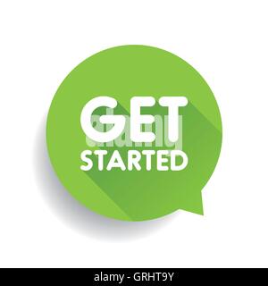 get started banner. get started speech bubble, label, sticker, ribbon ...