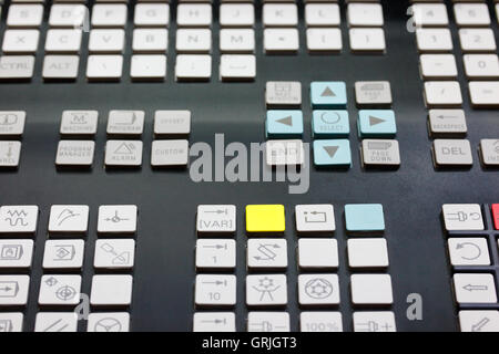 Close up of control panel keypad. Cursor keys buttons. Selective focus ...
