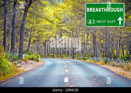 BREAKTHROUGH road sign against clear blue sky Stock Photo - Alamy