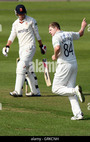 David Balcombe of Hampshire claims the wicket of Essex batsman Nick ...