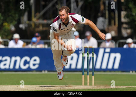 Steven Crook in bowling action for Northants - Northamptonshire CCC vs ...