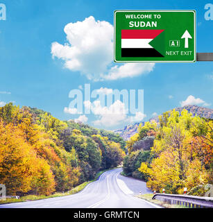 Sudan road sign against clear blue sky Stock Photo - Alamy
