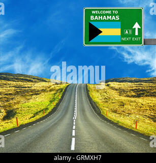 Bahamas road sign against clear blue sky Stock Photo - Alamy