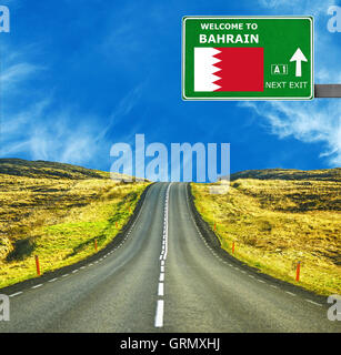 BAHRAIN road sign against clear blue sky Stock Photo - Alamy