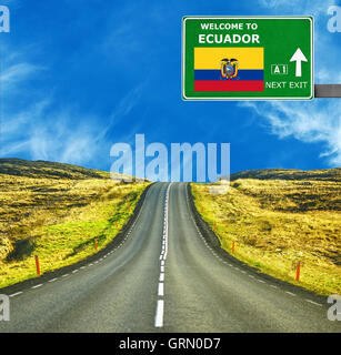 ECUADOR road sign against clear blue sky Stock Photo - Alamy