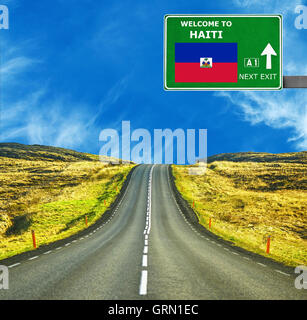 Haiti road sign against clear blue sky Stock Photo - Alamy