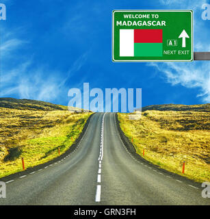 MADAGASCAR road sign against clear blue sky Stock Photo - Alamy