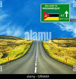 Mozambique road sign against clear blue sky Stock Photo - Alamy