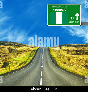 NIGERIA road sign against clear blue sky Stock Photo - Alamy