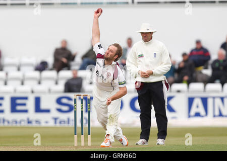Steven Crook in bowling action for Northants - Northamptonshire CCC vs ...