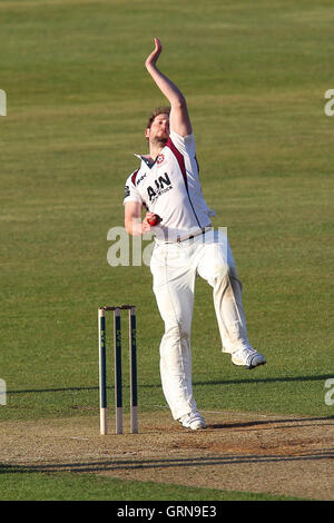 Steven Crook in bowling action for Northants - Northamptonshire CCC vs ...