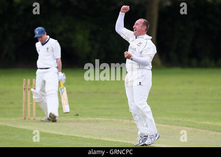 Andy Berry takes the second Chingford wicket and celebrates with ...