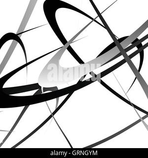 Overlapping random curved lines / shapes grayscale geometric pattern ...