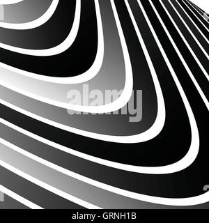 Distorted, warped lines geometric monochrome pattern. Black and white ...