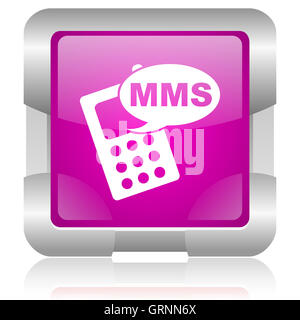 mms pink square web glossy icon Stock Photo - Alamy