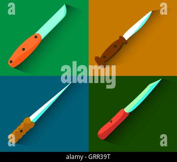 Knives set icon. Flat design, linear and color styles. Isolated vector ...