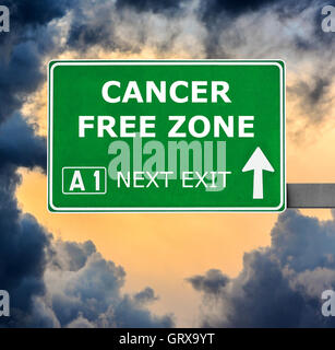 CANCER FREE ZONE road sign against clear blue sky Stock Photo - Alamy