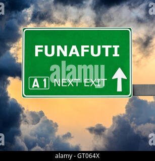 Tuvalu road sign against clear blue sky Stock Photo - Alamy