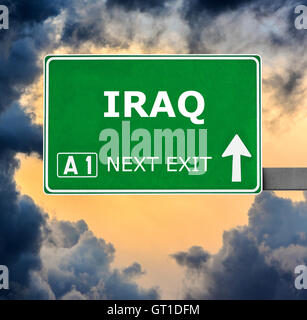 Iraq road sign against clear blue sky Stock Photo - Alamy