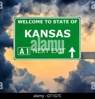 KANSAS CITY road sign against clear blue sky Stock Photo - Alamy