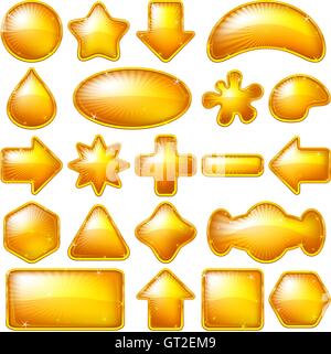 Golden button design in shape with premium frame vector illustration ...