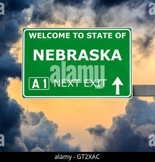 Welcome to the State of Nebraska - Roadsign Stock Photo - Alamy