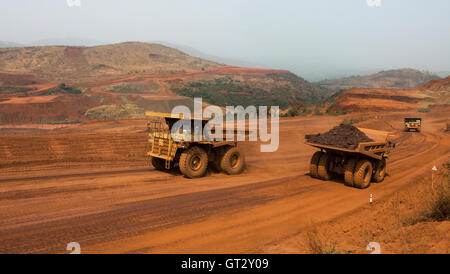 Truck hauling ore from open pit mine, goldfields, Western Australia ...