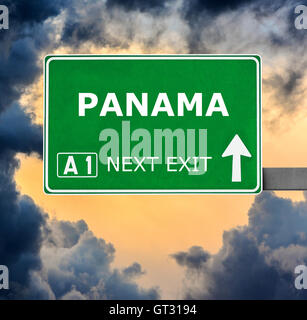 PANAMA road sign against clear blue sky Stock Photo - Alamy