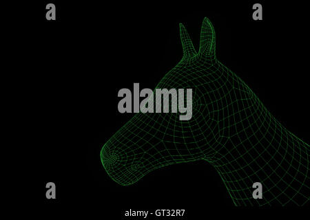 Horse in Hologram Wireframe Style. Nice 3D Rendering Stock Photo - Alamy