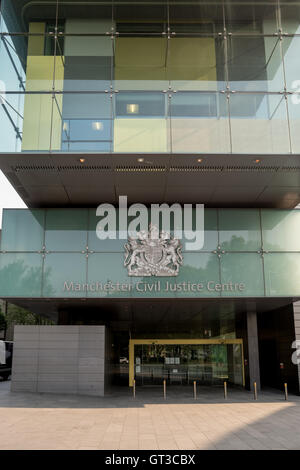 Front entrance to Manchester Civil Justice centre Stock Photo - Alamy