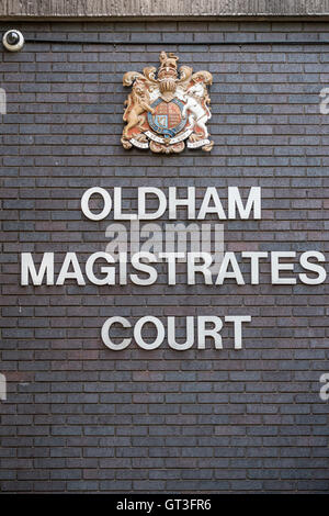 The front entrance of Oldham Magistrates Court Stock Photo - Alamy