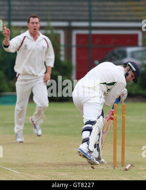 J Bonnett of Basildon is clean bowled by Cameron Nupier - Basildon CC ...