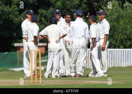 Wanstead players celebrate the wicket of Haaris Ayub - Ilford CC vs ...
