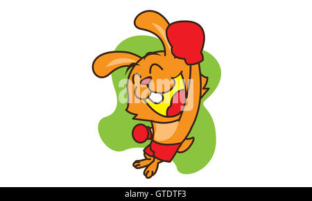 A cartoon illustration of a rabbit punching with boxing gloves Stock ...