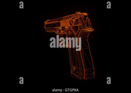 Gun Weapon Hologram Wireframe in Motion. Nice 3D Rendering Stock Photo ...
