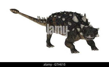 3D rendering of a dinosaur Euoplocephalus isolated on white background ...