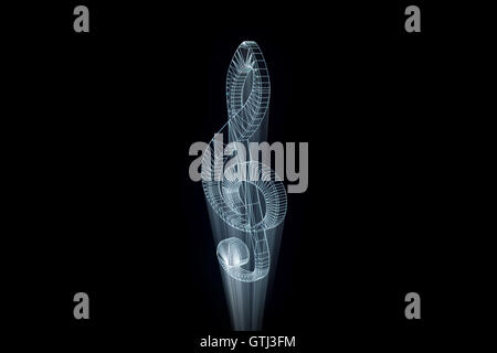 3D Music Note in Wireframe Hologram Style. Nice 3D Rendering Stock ...