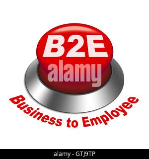 3d illustration of b2e business to employee button isolated white ...
