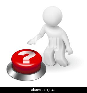3d man is pushing the FAQ button isolated white background Stock Vector ...