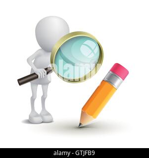 3d person watching the paper with a magnifying glass Stock Vector Image ...