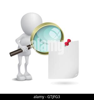 3d person watching a pencil with a magnifying glass Stock Vector Image ...