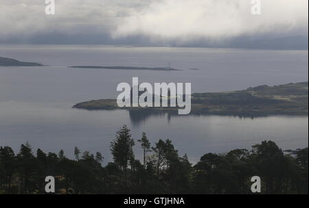 Elevated view of Duart Castle Isle of Mull Scotland September 2016 ...