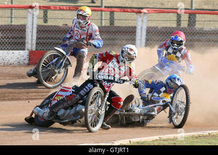 Heat 9: Webster (white), Hopwood (falling), Mason (red) and Sarjeant ...